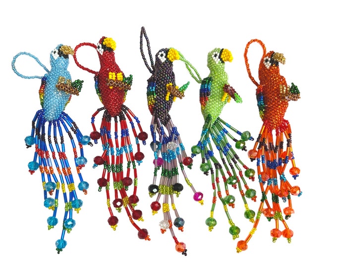 5 Piece BEADED PARROT , Handmade in Mexico , 3.5 , WHOLESALE , Seed ...