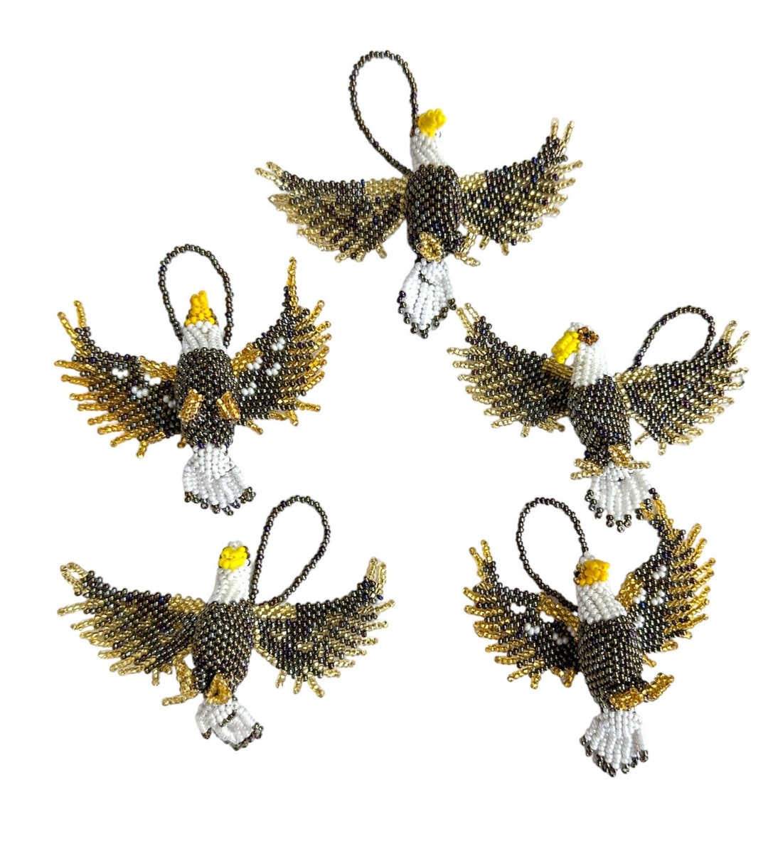 5 Piece BEADED EAGLE , Handmade in Mexico , 3.5" , WHOLESALE , Seed ...
