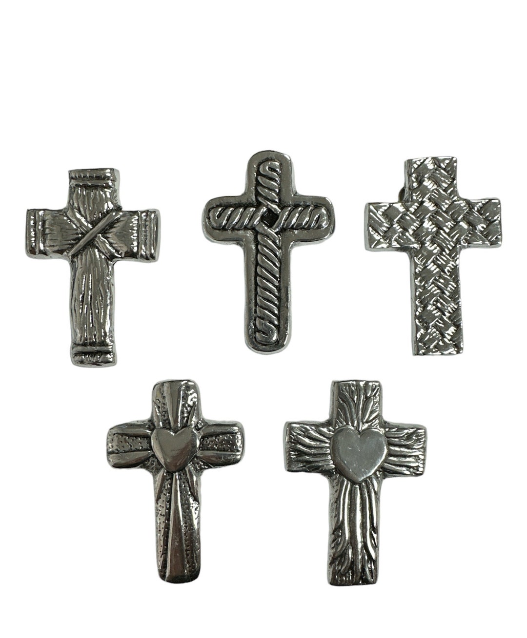 5 Piece WHOLESALE PEWTER CROSSES , Hand Made ,religious , Silver , Gift ...