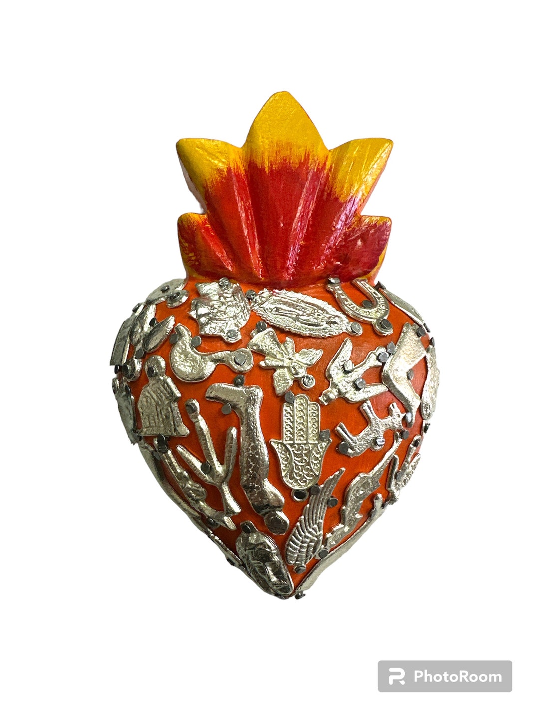 Small MILAGROS SACRED HEART, Real Wood, Milagros , Mexican Folk Art ...