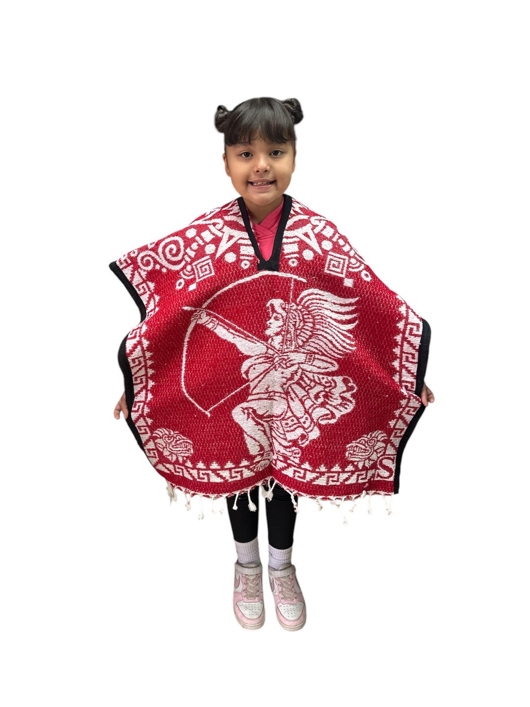 MEXICAN KIDS PONCHO , Azteca , One Size , Winter Poncho , Unisex , Red ...