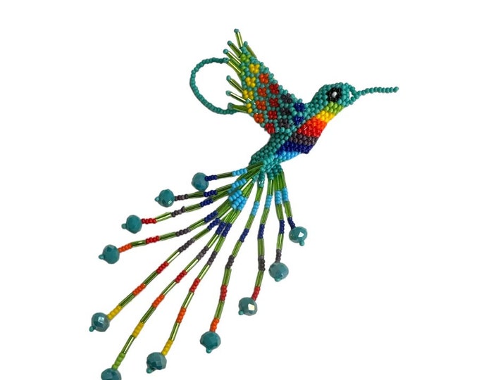 BEADED HUMMINGBIRD , Hand Made in Mexico , 5" , One Piece , Turquoise ...