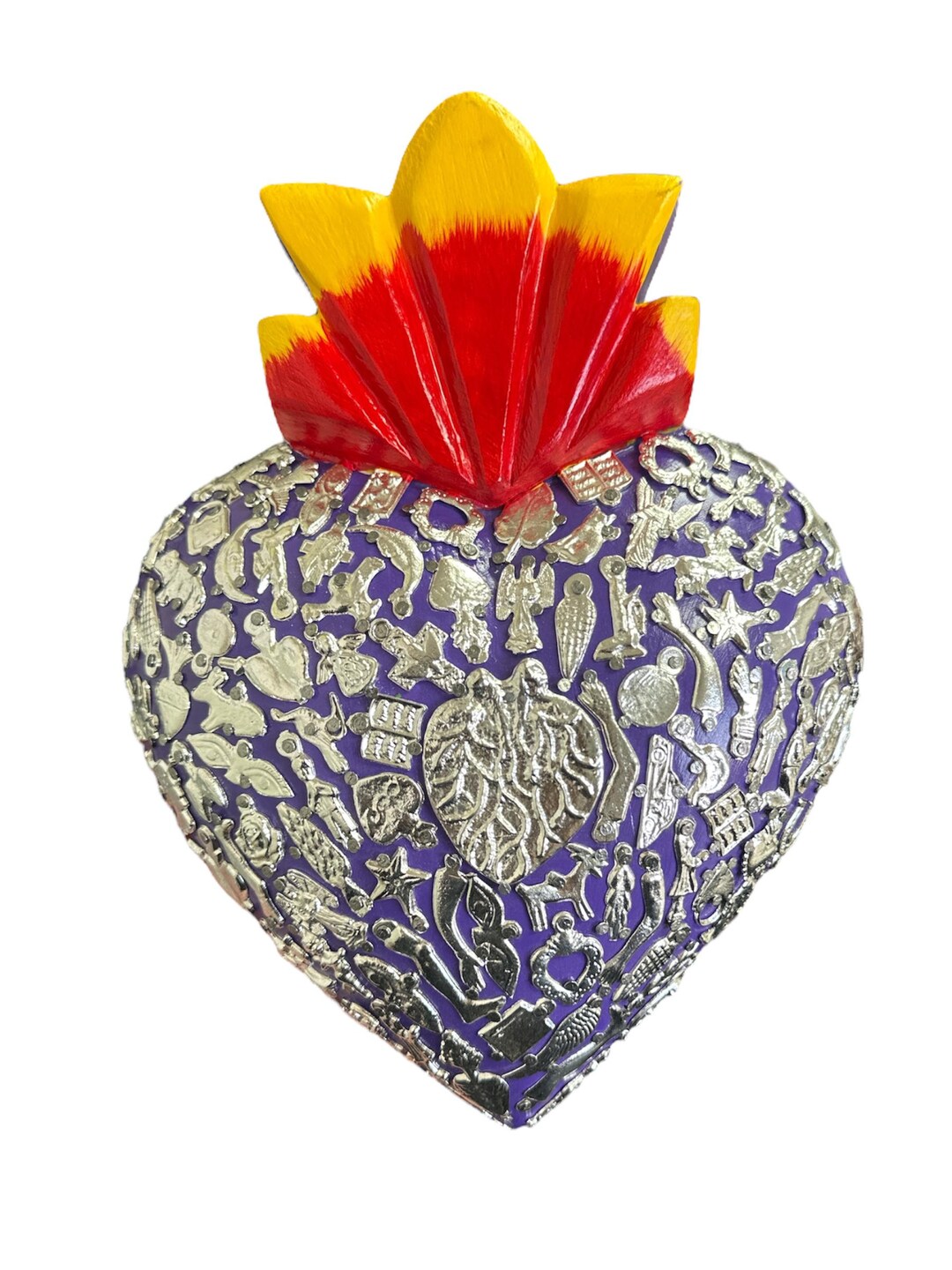 X-large MILAGROS SACRED HEART, Real Wood, Milagros, Mexican Folk Art ...