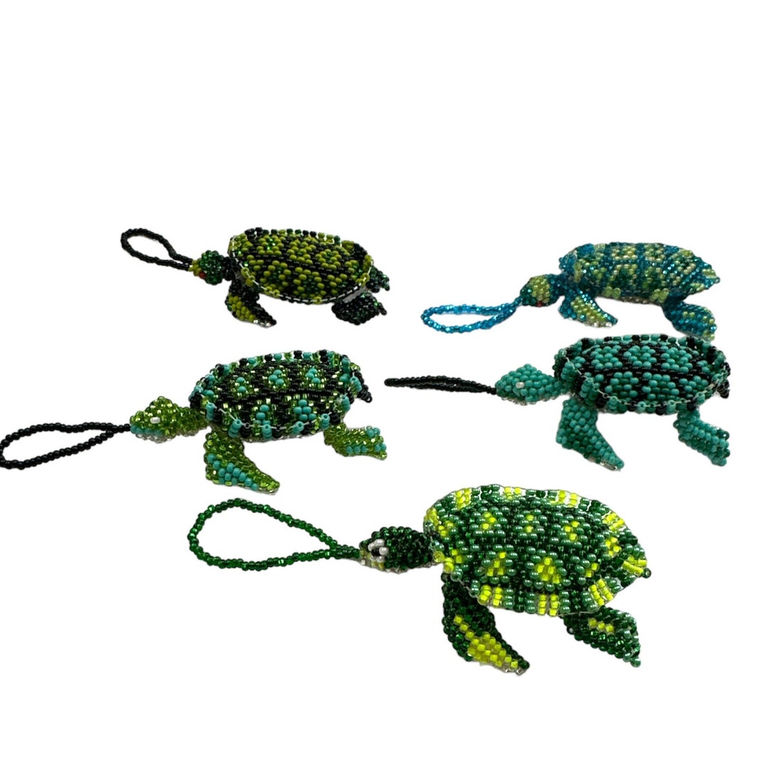 5 Piece BEADED TURTLE , Handmade in Mexico , 3.5" , WHOLESALE , Seed ...