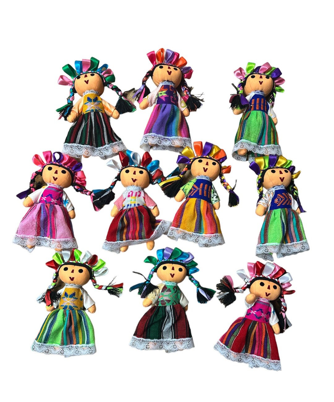 10 Piece Handmade in Mexico RAG DOLL , LELE , Wholesale , Assorted , 7 ...
