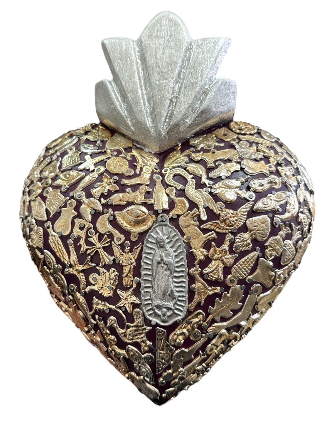 X-large MILAGROS SACRED HEART, Real Wood, Milagros, Mexican Folk Art ...