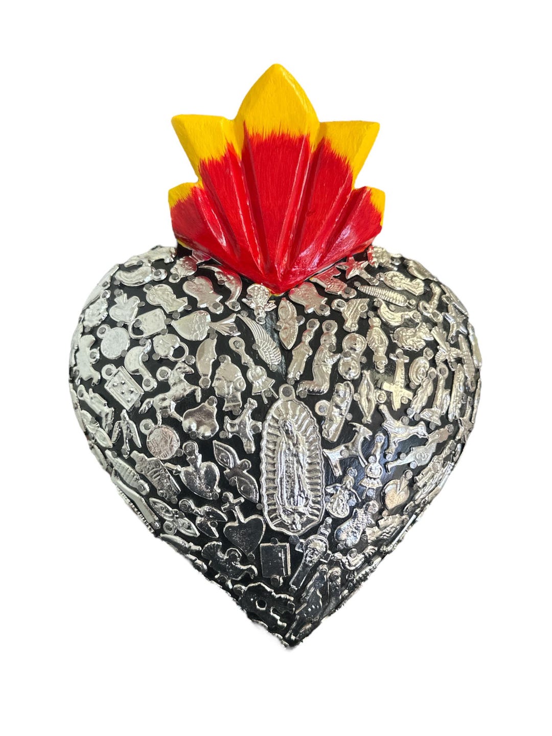 X-large MILAGROS SACRED HEART, Real Wood, Milagros, Mexican Folk Art ...