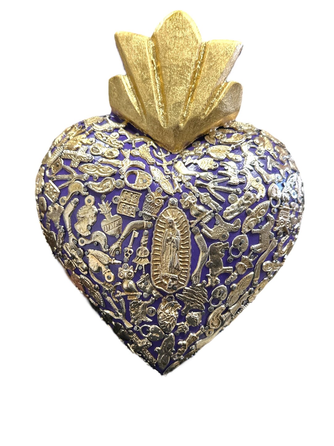 X-large MILAGROS SACRED HEART, Real Wood, Milagros , Mexican Folk Art ...