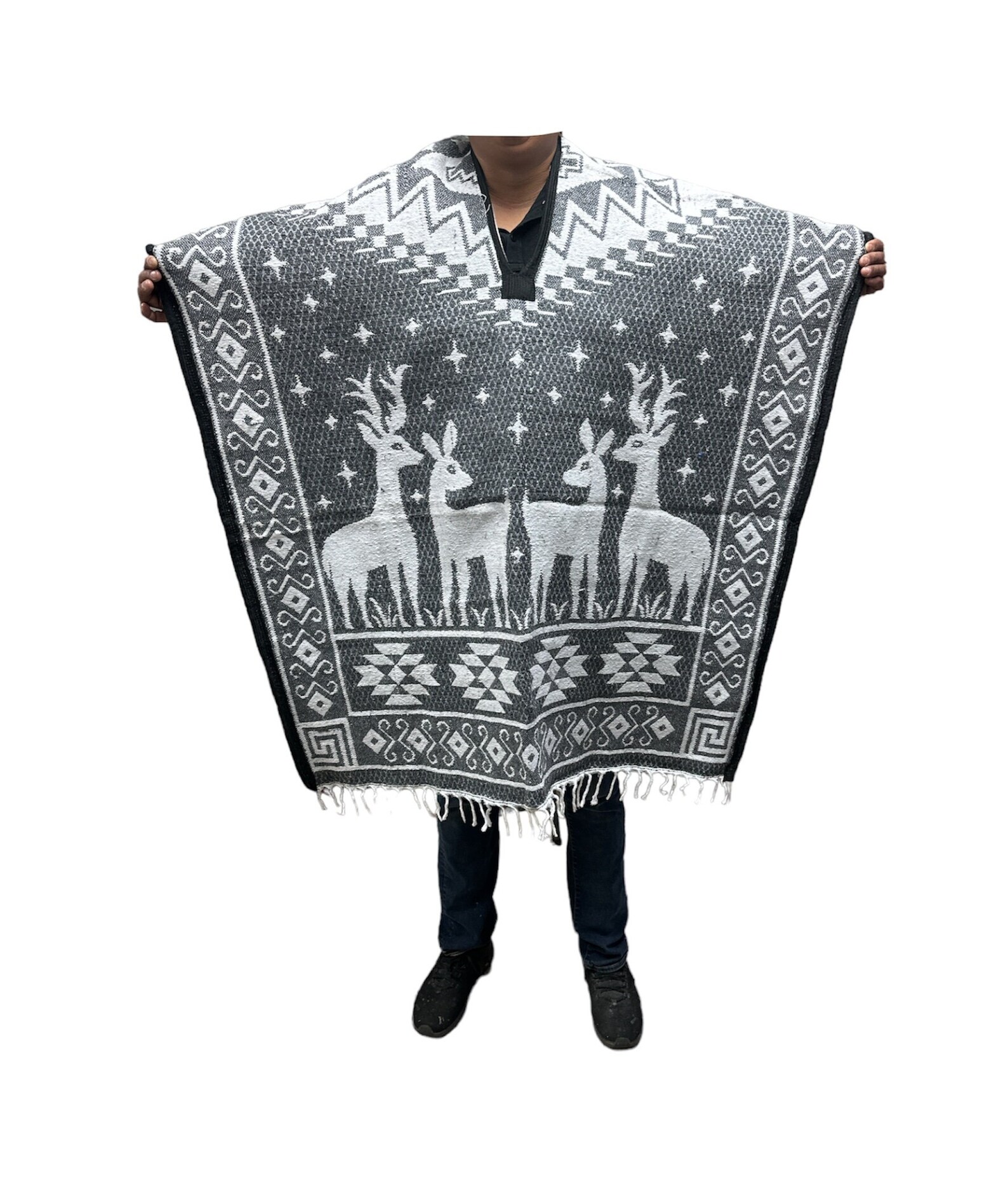 MEXICAN PONCHO DEER , One Size , Winter Poncho , Unisex , Deer , Snow ...