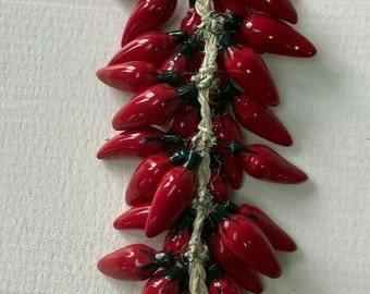 CERAMIC JALAPENO RISTRA , Chili Peppers , Wall Décor , Hanging Art ...