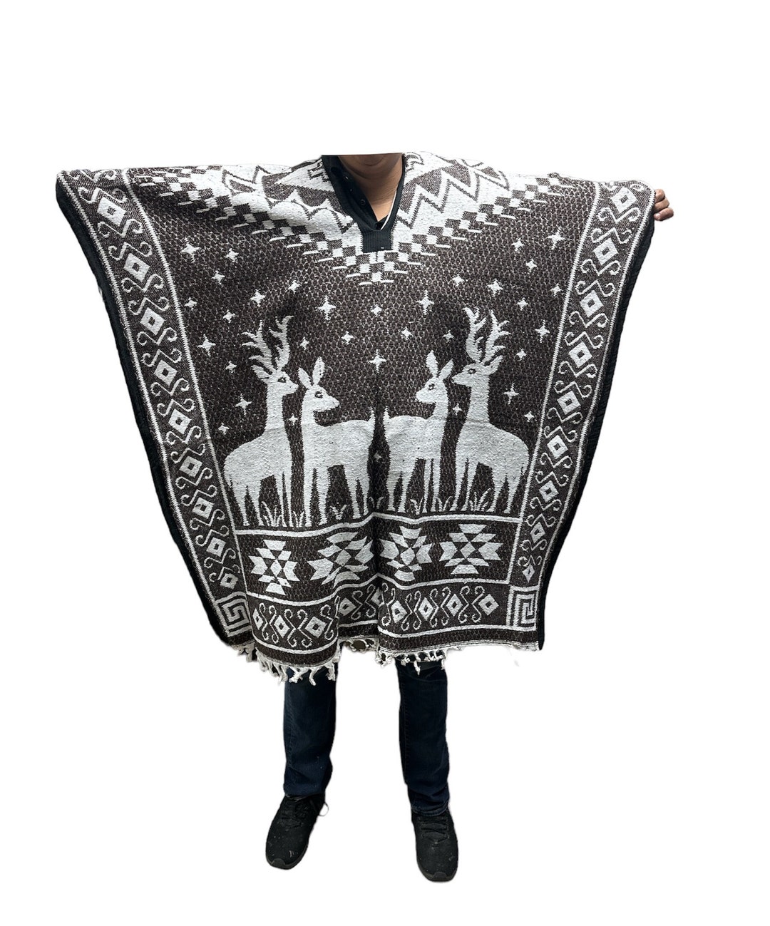 MEXICAN PONCHO DEER , One Size , Winter Poncho , Unisex , Deer , Snow ...