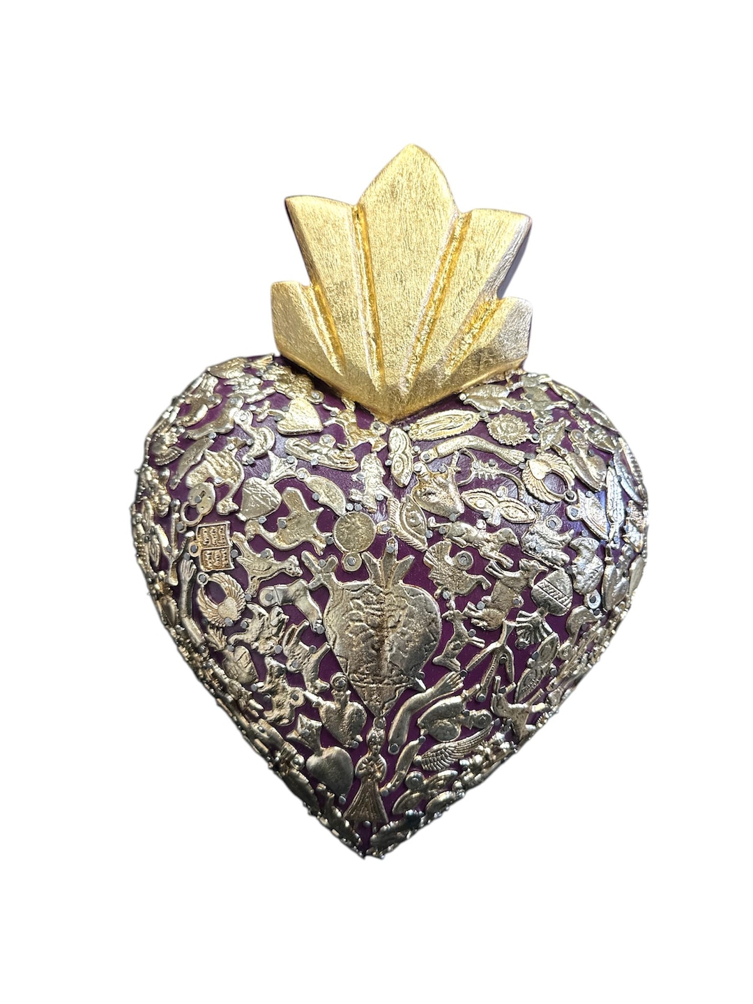 X-large MILAGROS SACRED HEART, Real Wood, Milagros , Mexican Folk Art ...