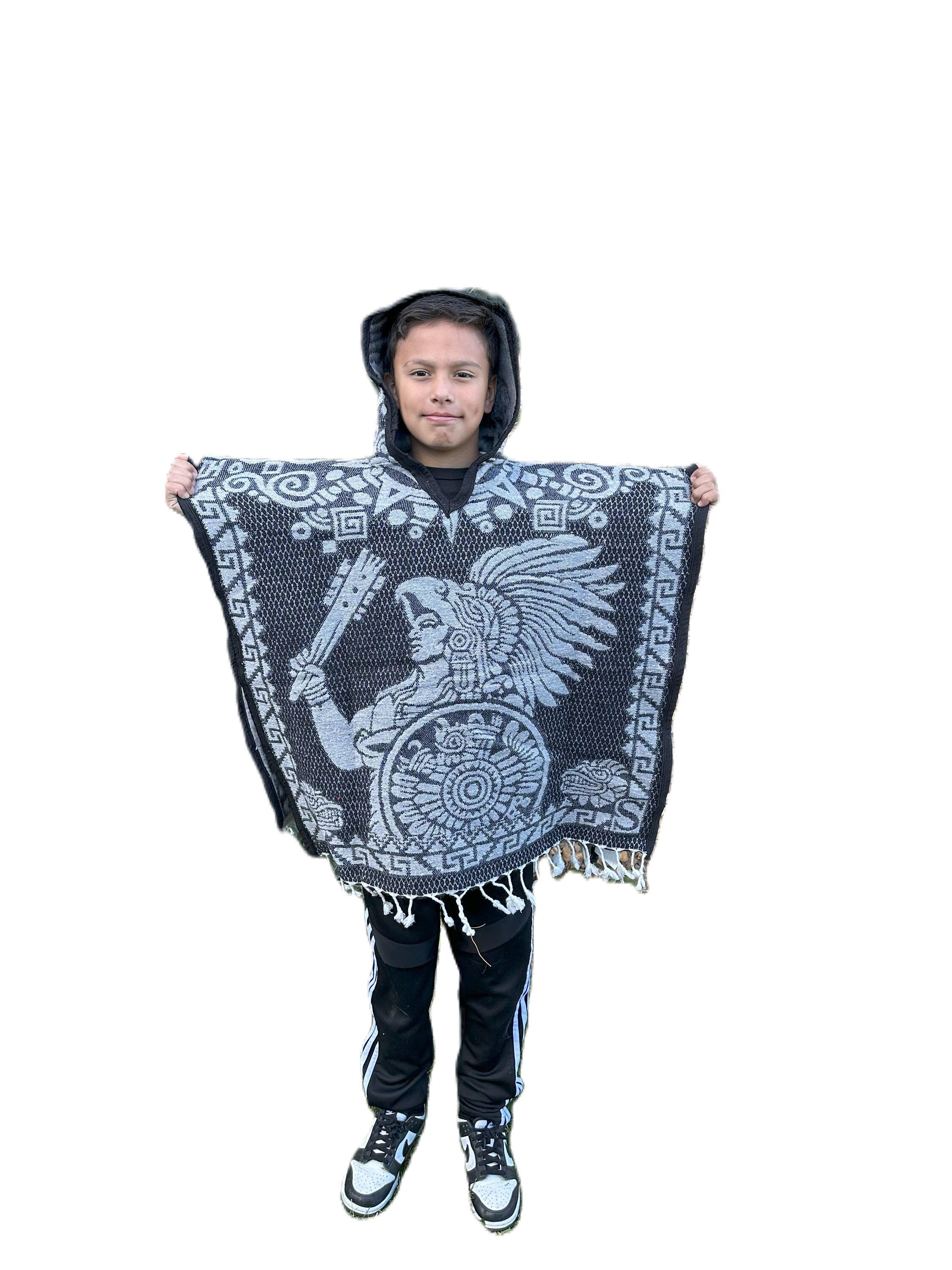 MEXICAN KIDS PONCHO With Hood , Azteca , One Size , Winter Poncho ...
