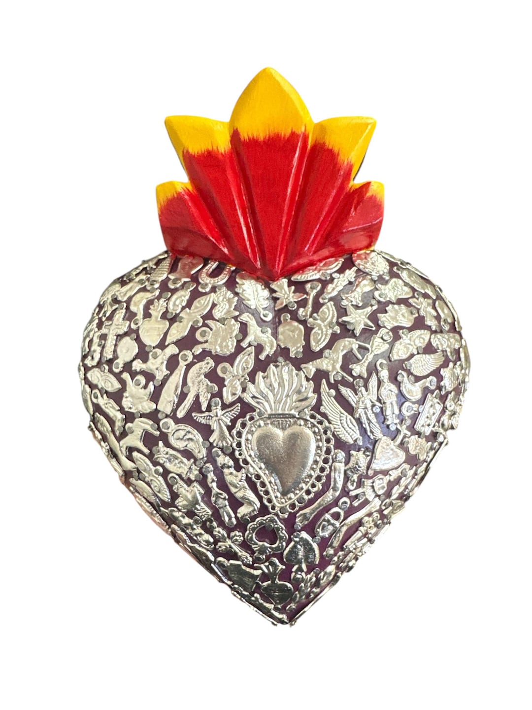 X-large MILAGROS SACRED HEART, Real Wood, Milagros, Mexican Folk Art ...