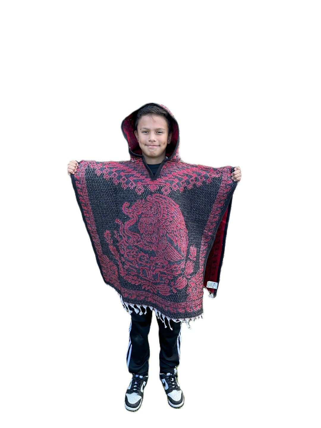 MEXICAN KIDS PONCHO With Hood , Mexican Flag , One Size , Winter Poncho ...