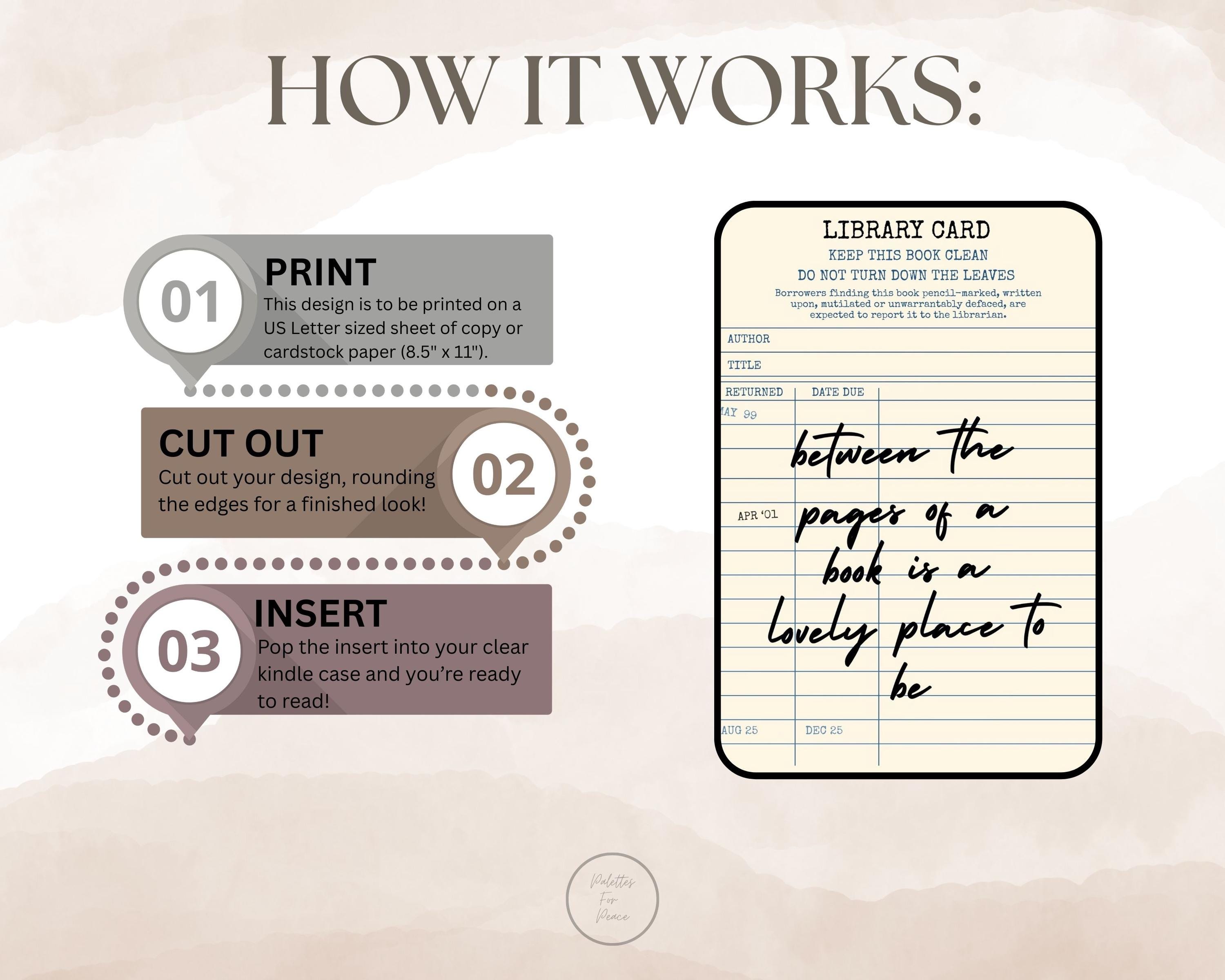 Vintage Library Card Kindle Insert: Book Lover Printable (digital ...