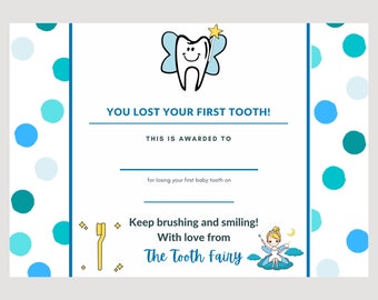 Tooth Fairy Certificate Editable First Lost Tooth Letter - Etsy