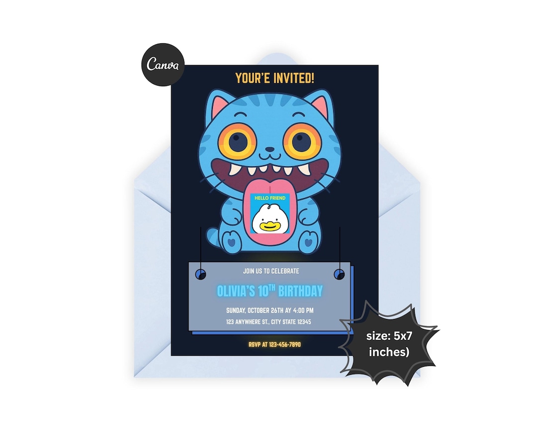 Editable Derpy the Tiger Inspired Birthday Invitation Template, Kids ...