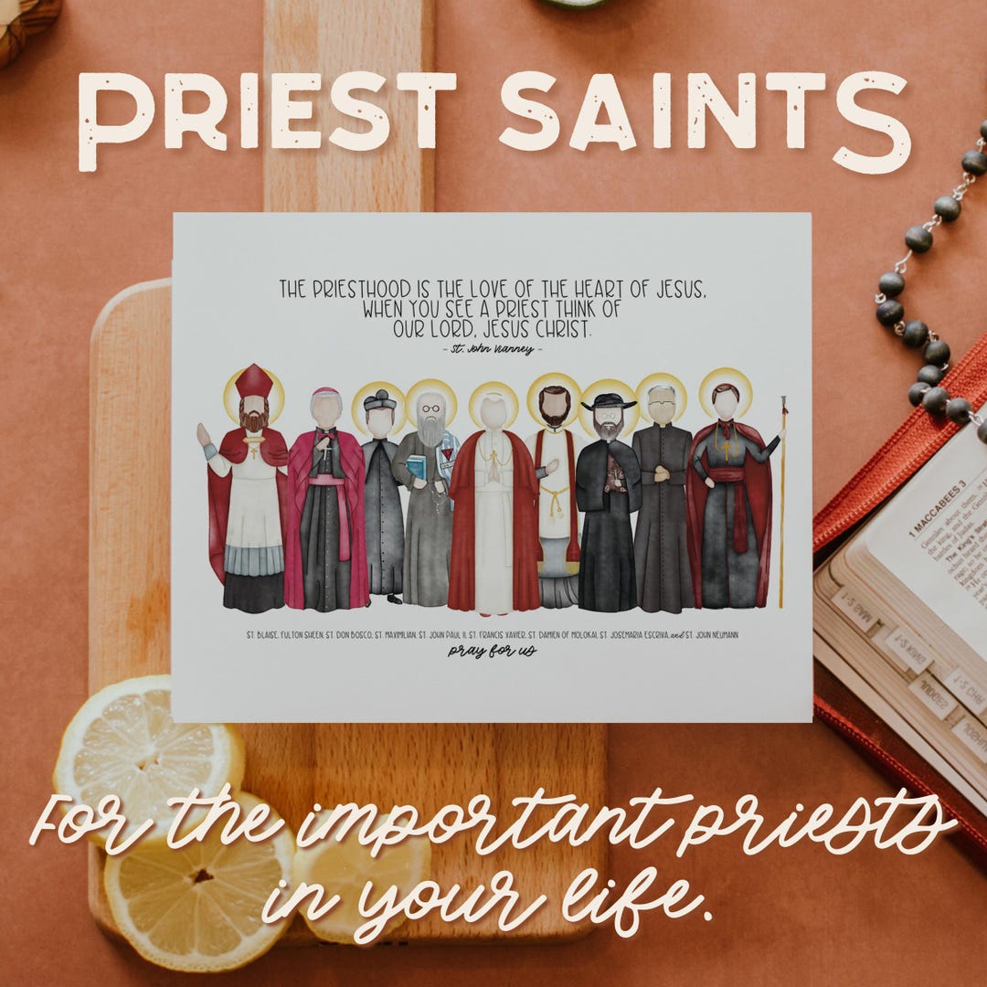 Priest Saints | Saint Card | Saint Print | Catholic Gift | Gift for ...