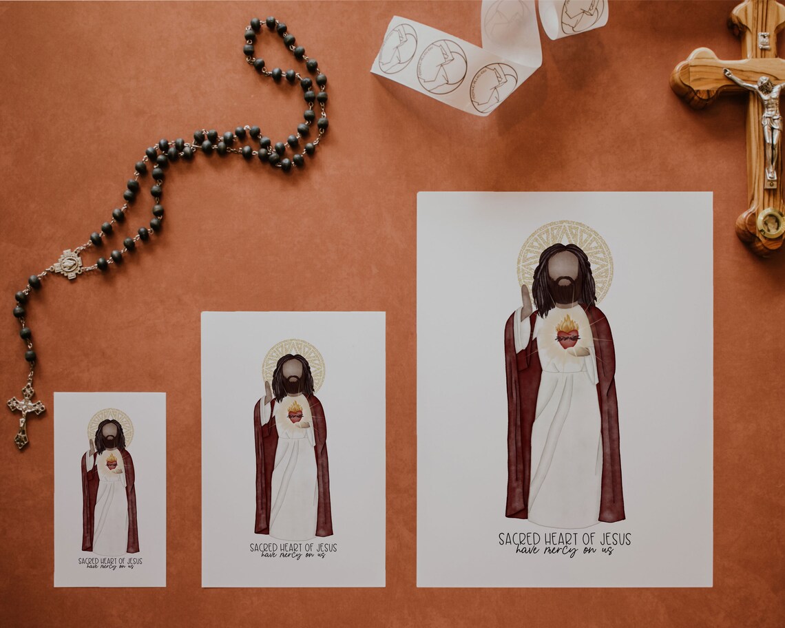 Sacred Heart of Jesus Saint Card Saint Print Catholic - Etsy