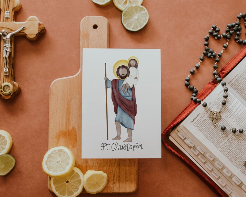 Saint Christopher Saint Print Saint Card Catholic Gift - Etsy