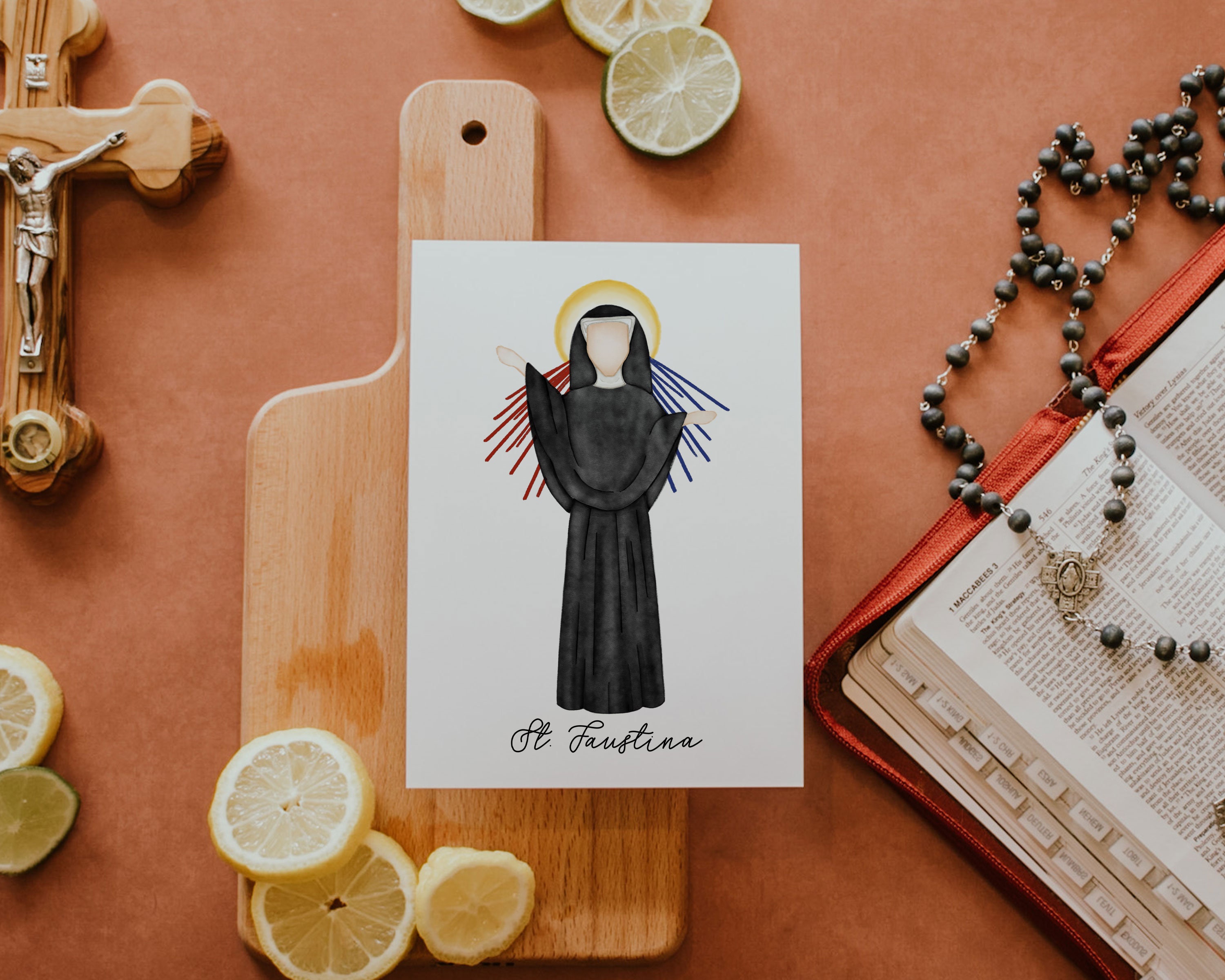 Saint Faustina Divine Mercy Saint Print Saint Card - Etsy