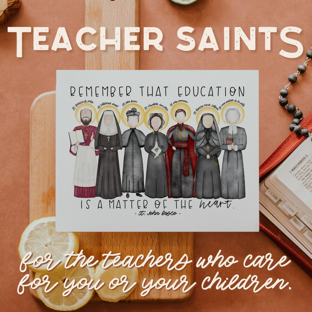 Teacher Saints | Saint Card | Saint Print | Catholic Gift | Gift for ...