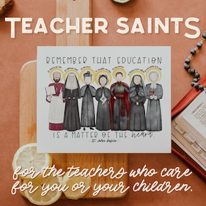 Teacher Saints | Saint Card | Saint Print | Catholic Gift | Gift for ...