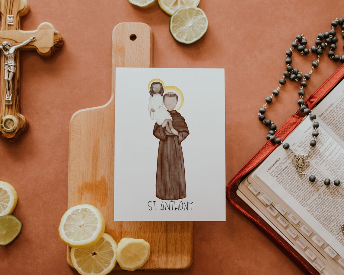 Saint Anthony Saint Card Saint Print Catholic Gift - Etsy