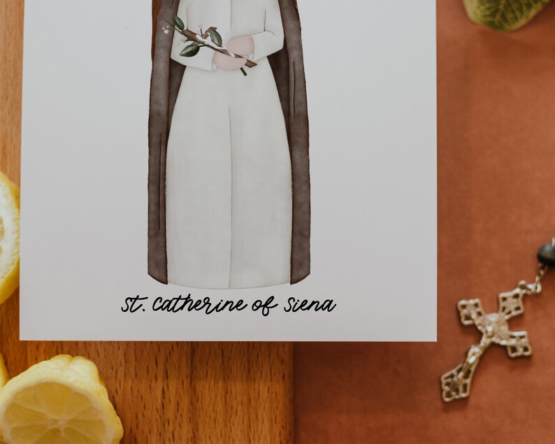 Saint Catherine of Siena | Saint Print | Saint Card | Catholic Gift - Etsy