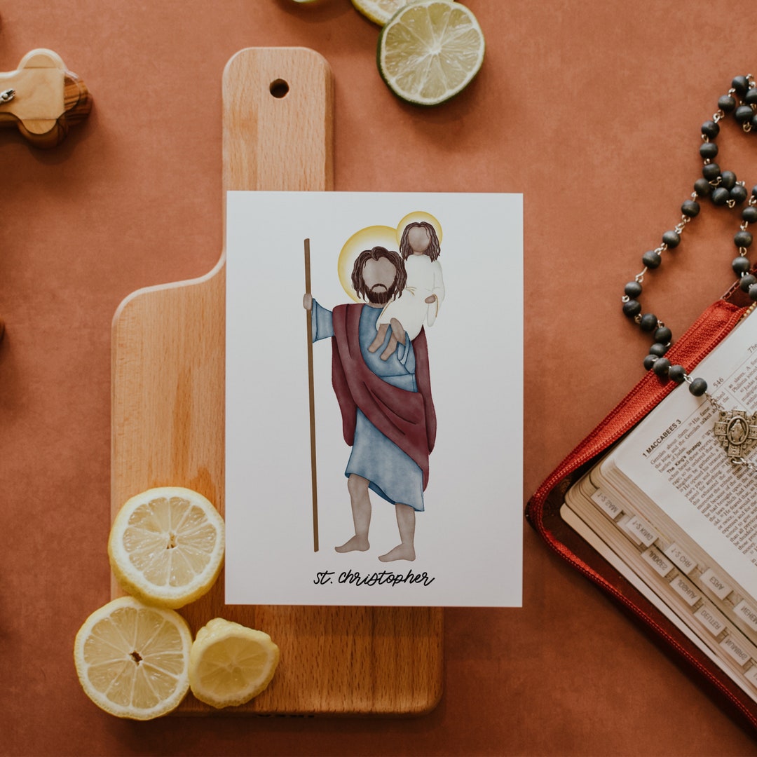 Saint Christopher | Saint Print | Saint Card | Catholic Gift - Etsy