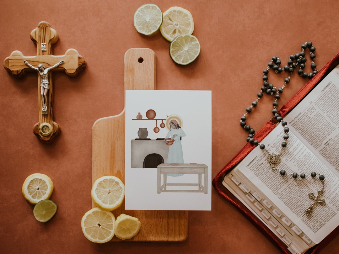 Our Lady Cooking | Saint Print | Saint Card | Catholic Gift - Etsy