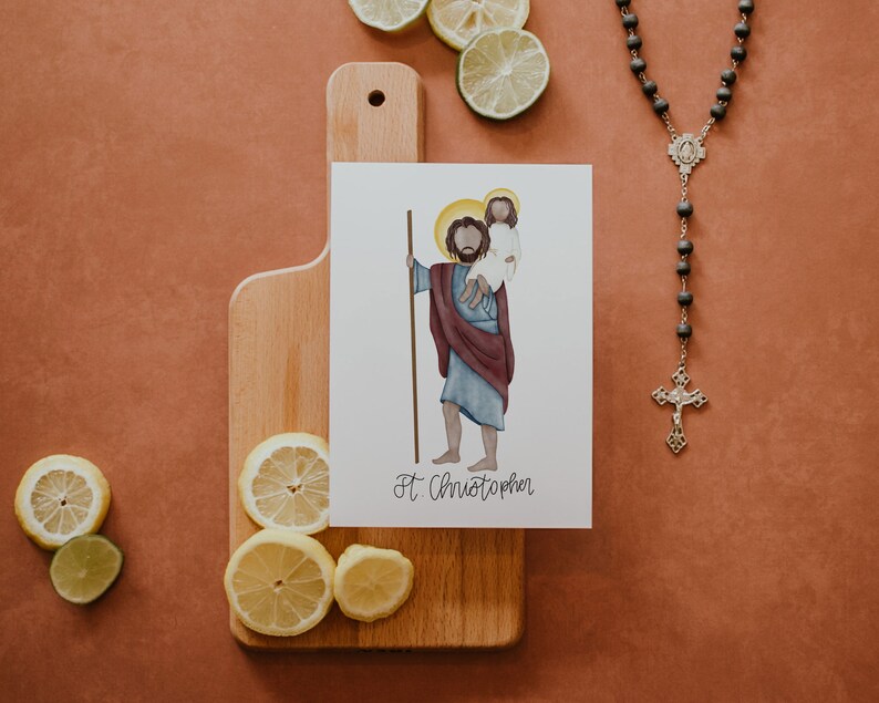 Saint Christopher Saint Print Saint Card Catholic Gift - Etsy
