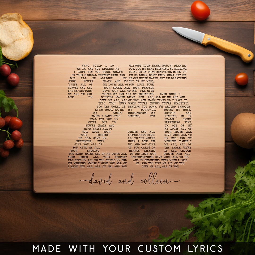 Wedding Song Lyrics Gift, Personalized Cutting Board, Custom Song ...