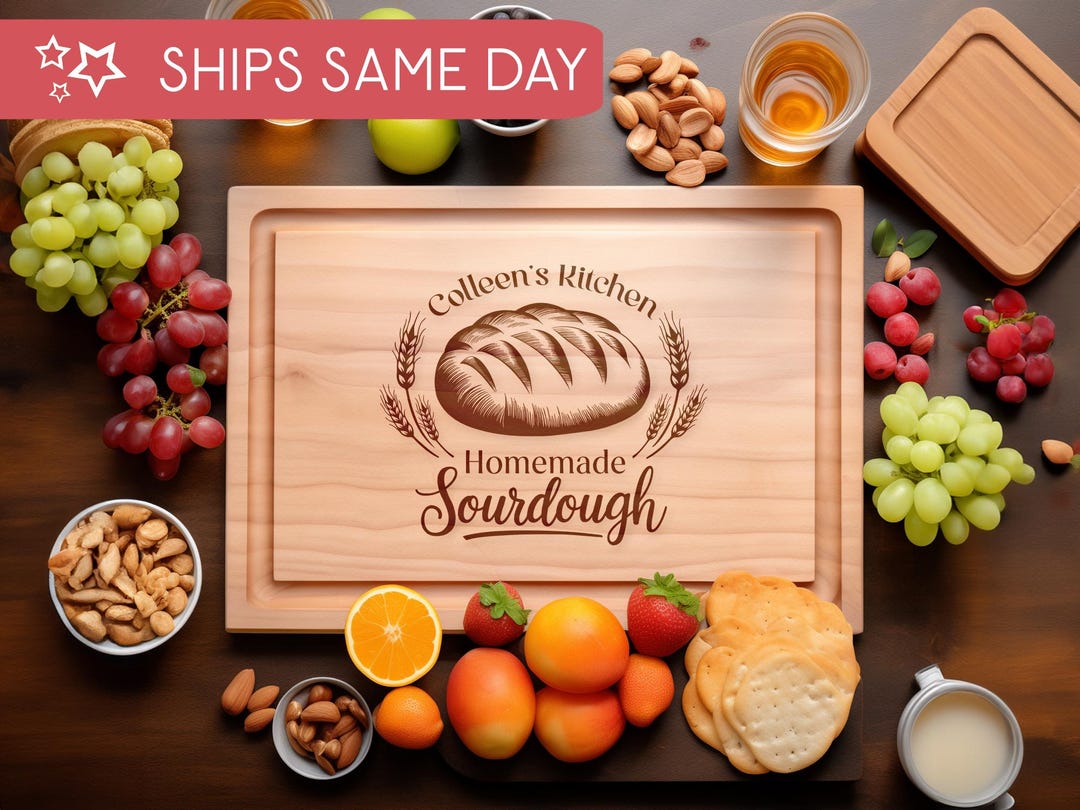 Personalized Sourdough Engraved Cutting Board, Fresh Bread Cheese Board ...
