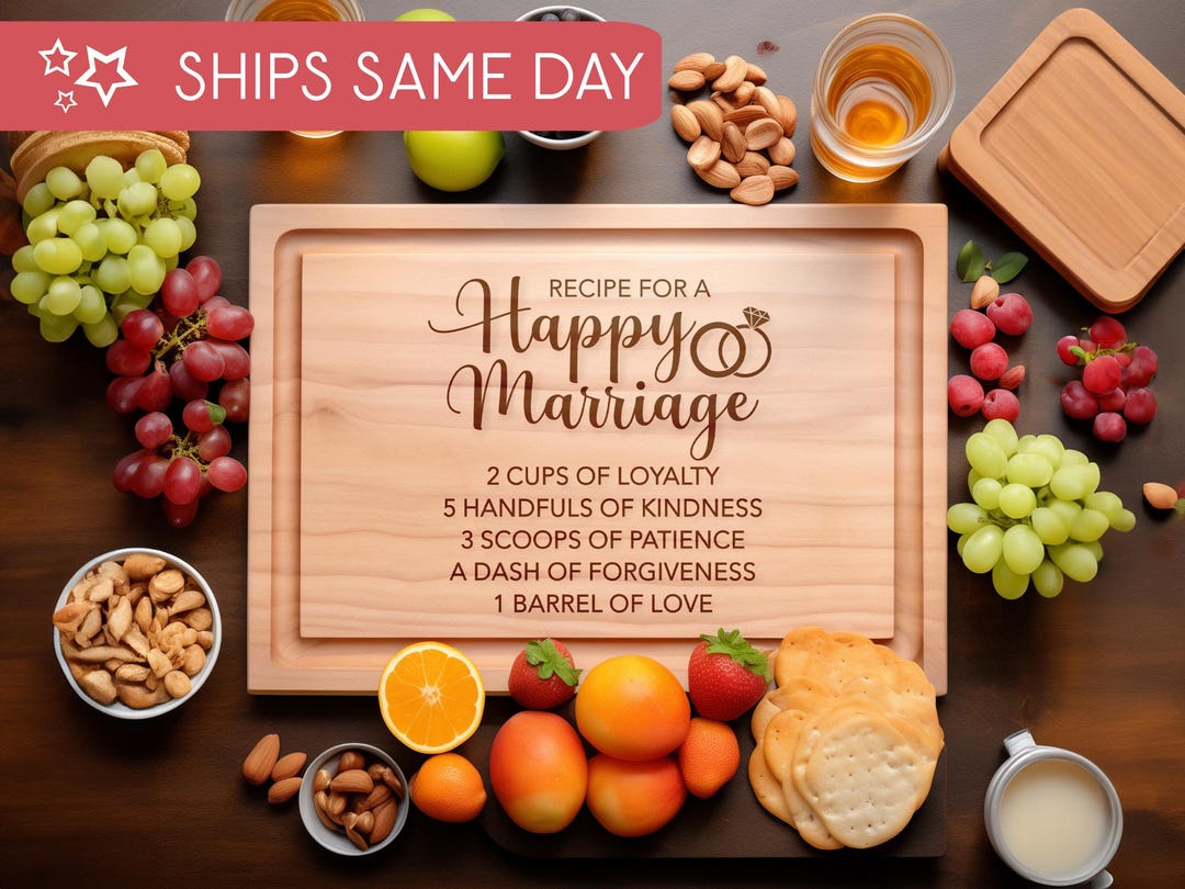 Recipe for a Happy Marriage Cutting Board, Wedding Gift for Couple ...