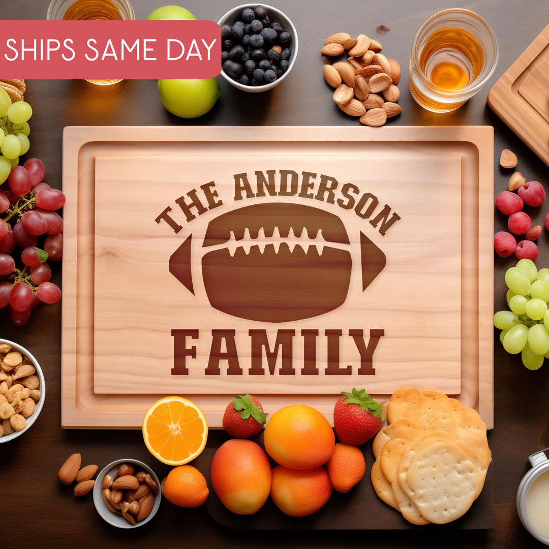 Personalized Football Cutting Board, Custom Football Cheese Board ...