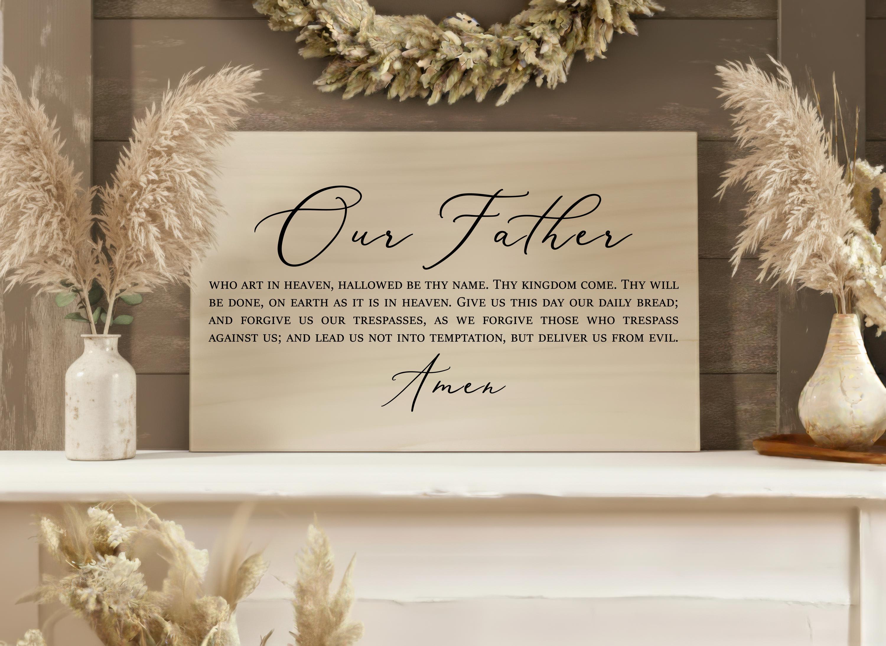 Our Father Sign, Our Father Who Art in Heaven, Christian Wall Art ...