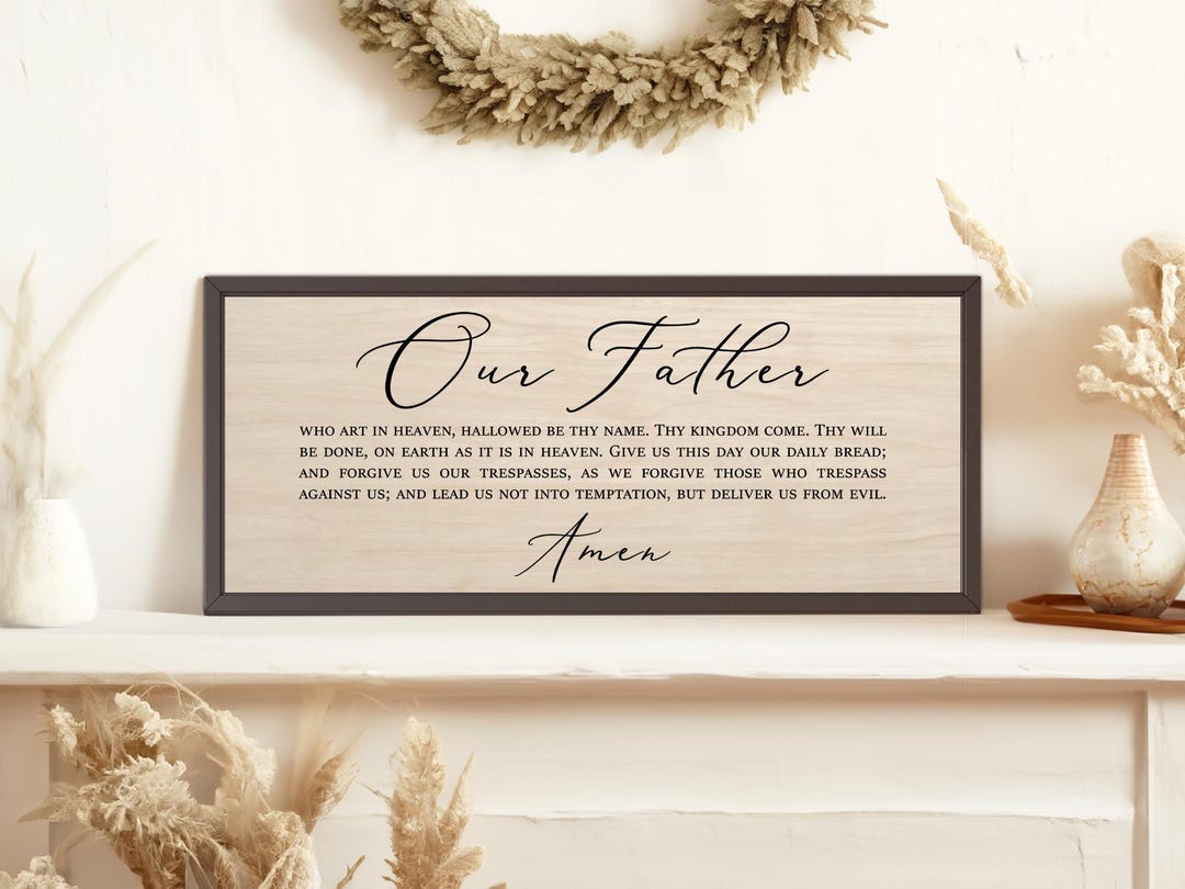 Our Father Sign, Our Father Who Art in Heaven, Christian Wall Art ...