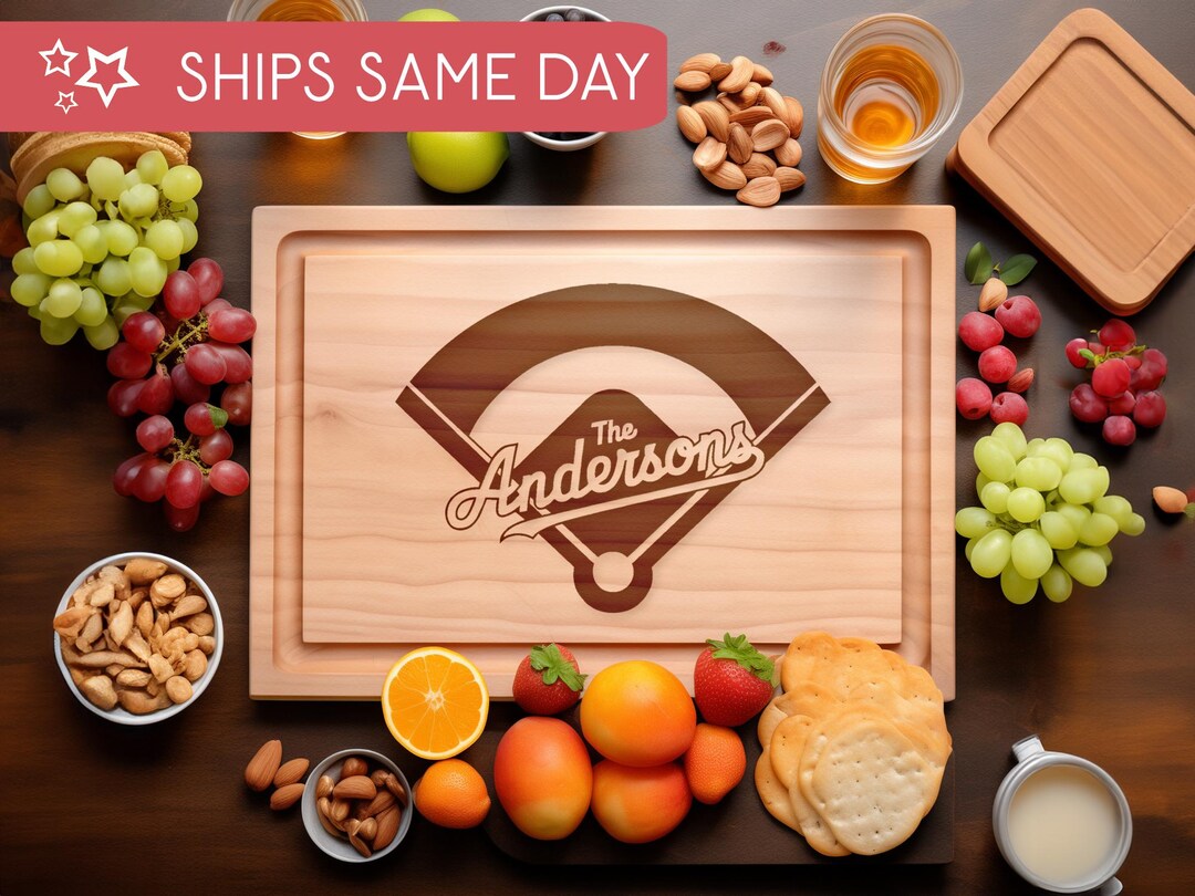 Personalized Baseball Cutting Board, Custom Baseball Field Cheese Board ...