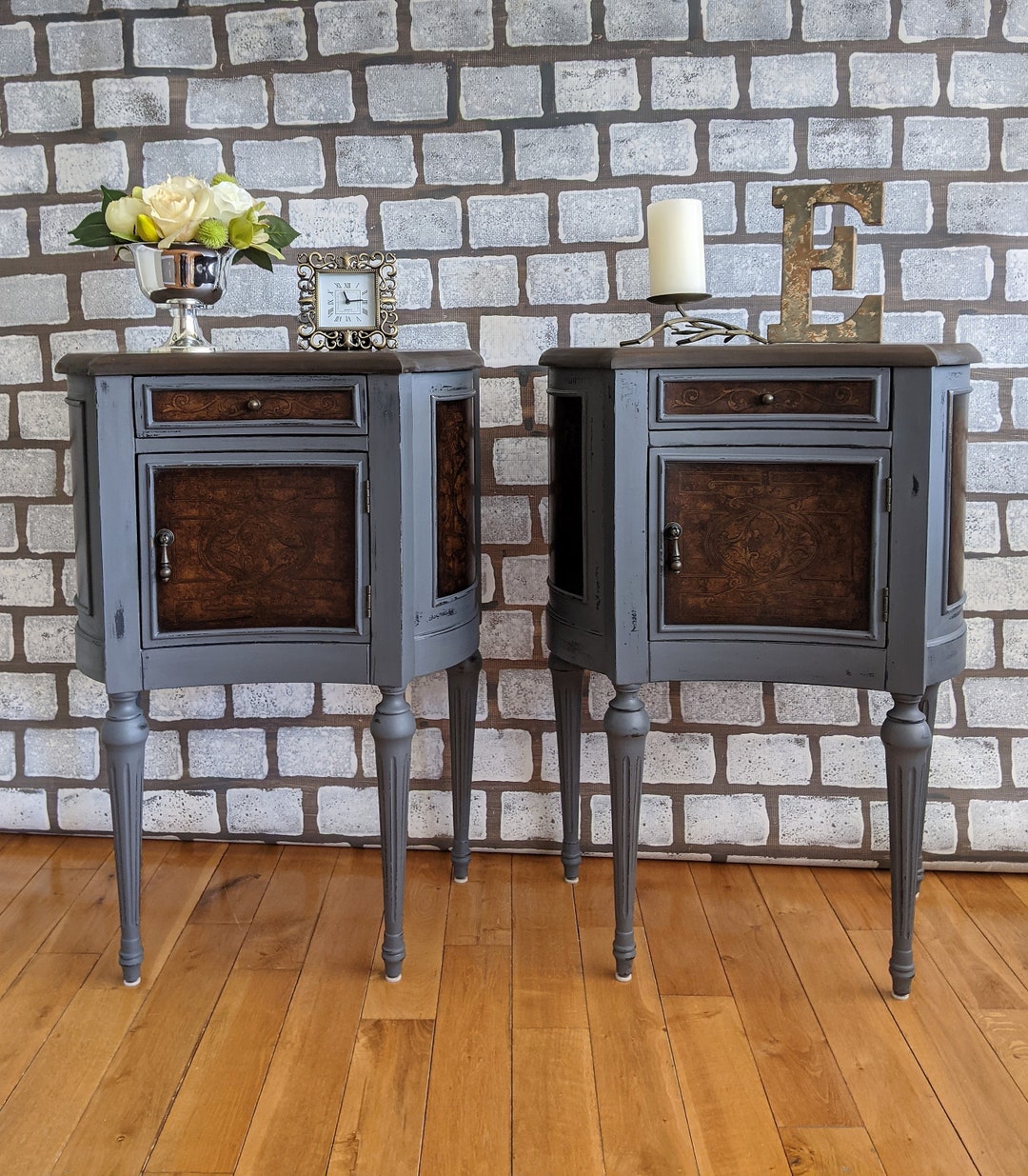 SOLD NOT AVAILABLE Refinished Rustic Farmhouse Dark Grey Bombay Side ...