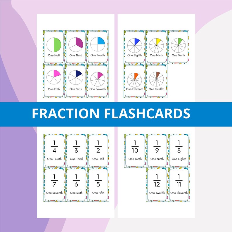 Fraction Flashcards Printable, Bilingual English and Spanish, Math ...