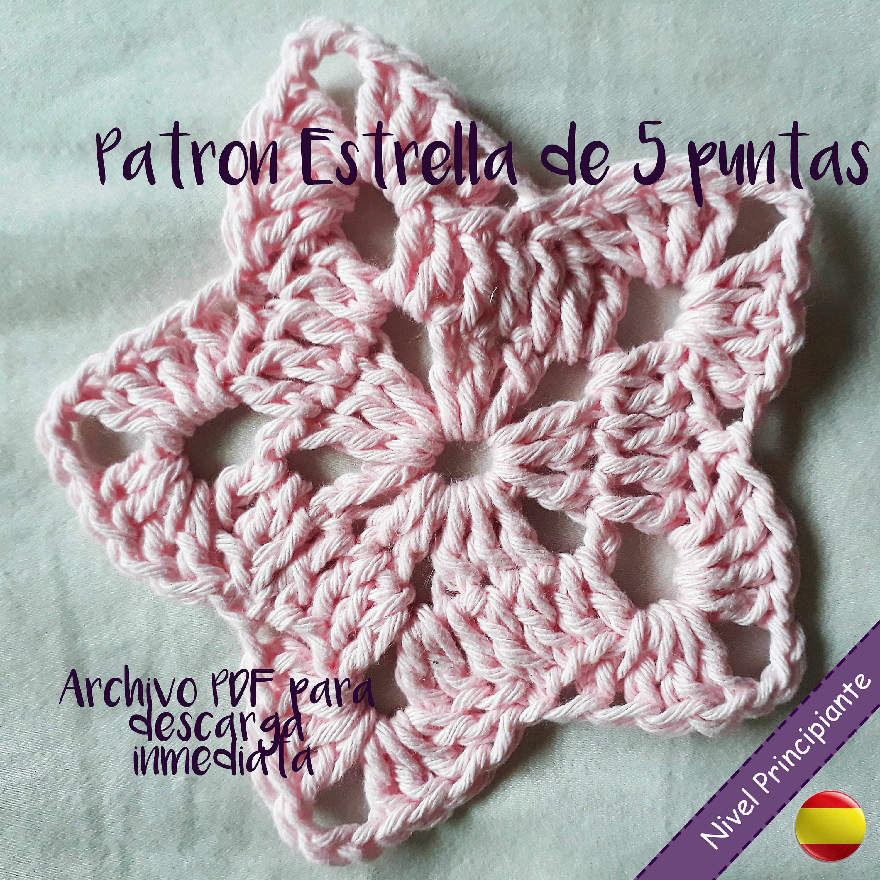 PDF Crochet Patron: Estrella Grany de Cinco Puntas - Etsy España