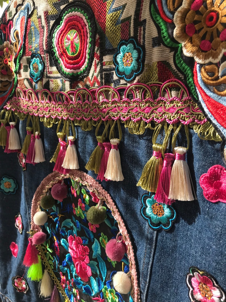 Buy Embroidered Embellished Jacket / Patchwork Jacket / Customised ...