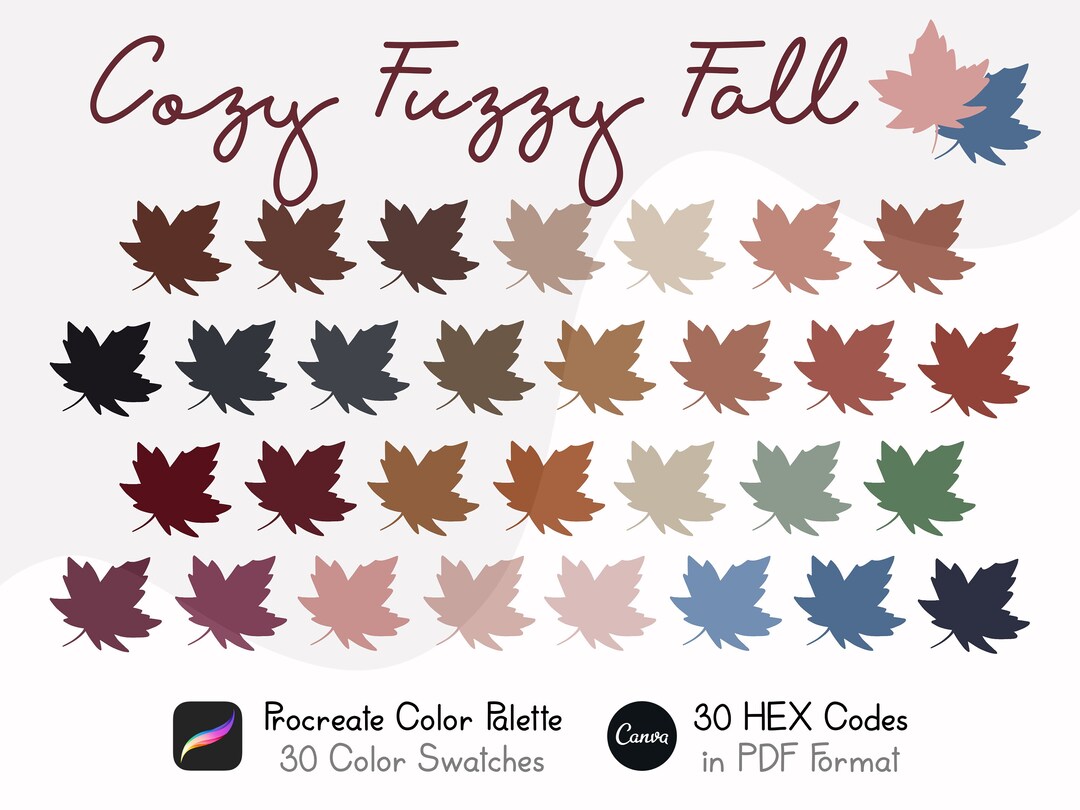 Cozy Fuzzy Fall, Procreate Color Palette, Fall Festival Color Swatches ...