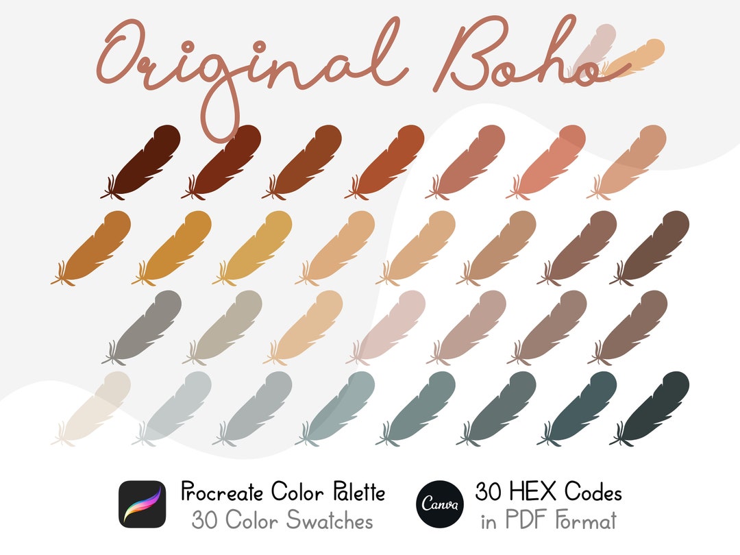 Original Boho, Procreate Color Palette, Color Swatches, iPad Procreate ...