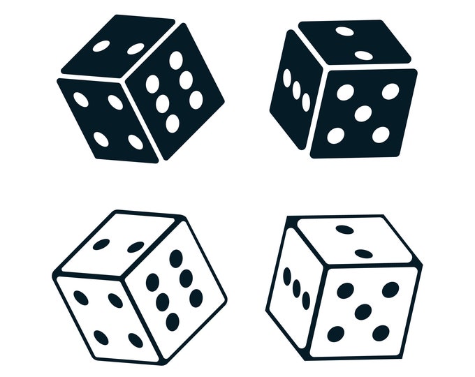 Dice SVG, Four Dice Svg, Dice Black and White Silhouette, Cut File ...