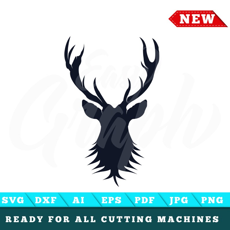 Silueta de ciervo SVG,Archivo de corte digital SVG de ciervo,Antlers ...