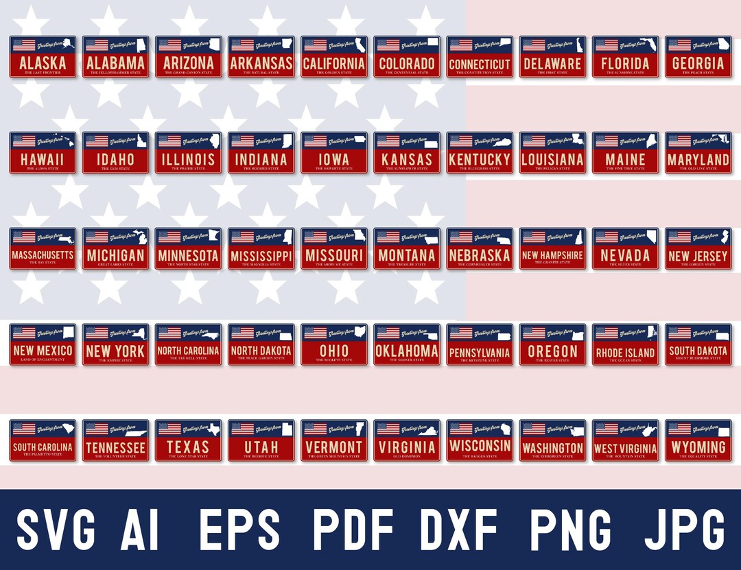 50 State SVG Bundle, USA Map Clipart, Digital Download for Cricut and ...