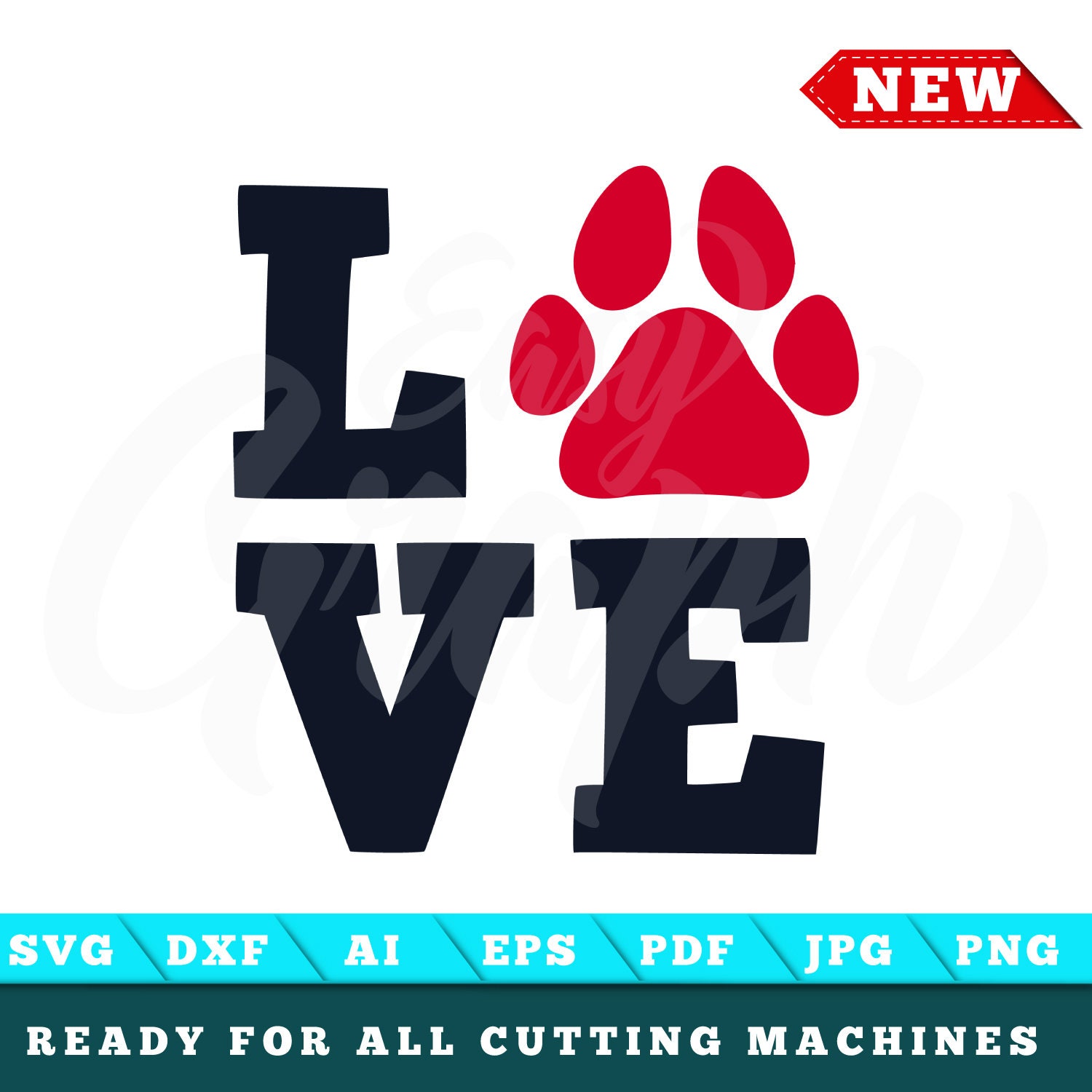 Love Dog Paw Print Svg Cutting Filelove Dogs Svgdog Lover - Etsy